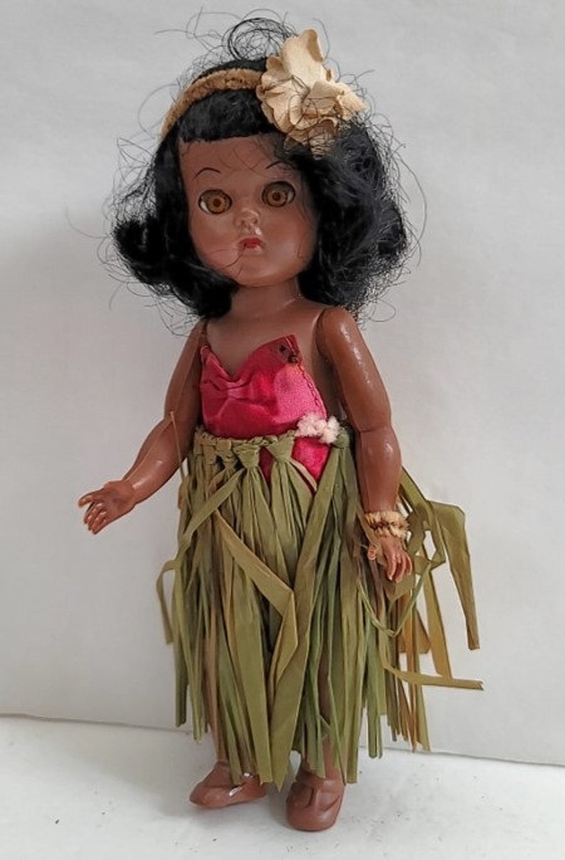Hawaiian 1950's Souvenir Hula Doll, Vintage Hard Plastic Doll With ...
