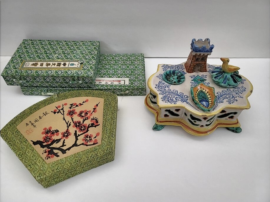 Deruta Italian Ceramic Ink Well Set, Chinese Brush Calligraphy Sets ...