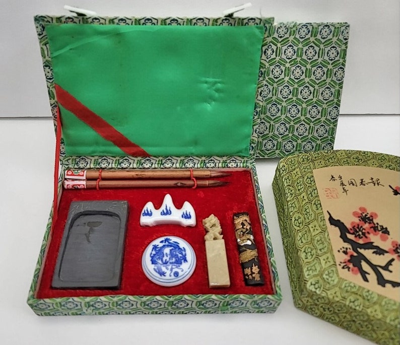 Deruta Italian Ceramic Ink Well Set, Chinese Brush Calligraphy Sets ...