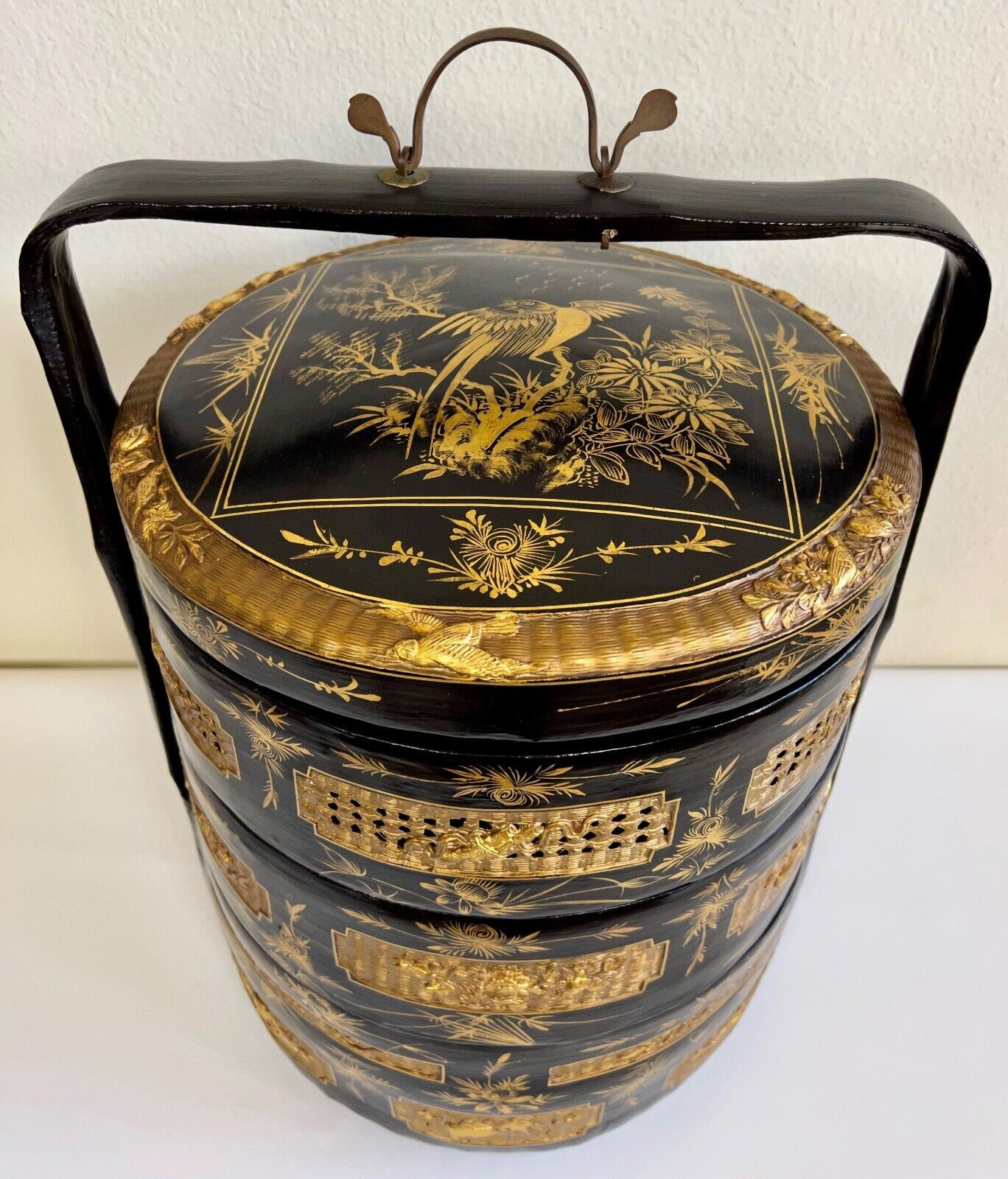 Chinoiserie Black Lacquered Stacking Lunch Box - Etsy