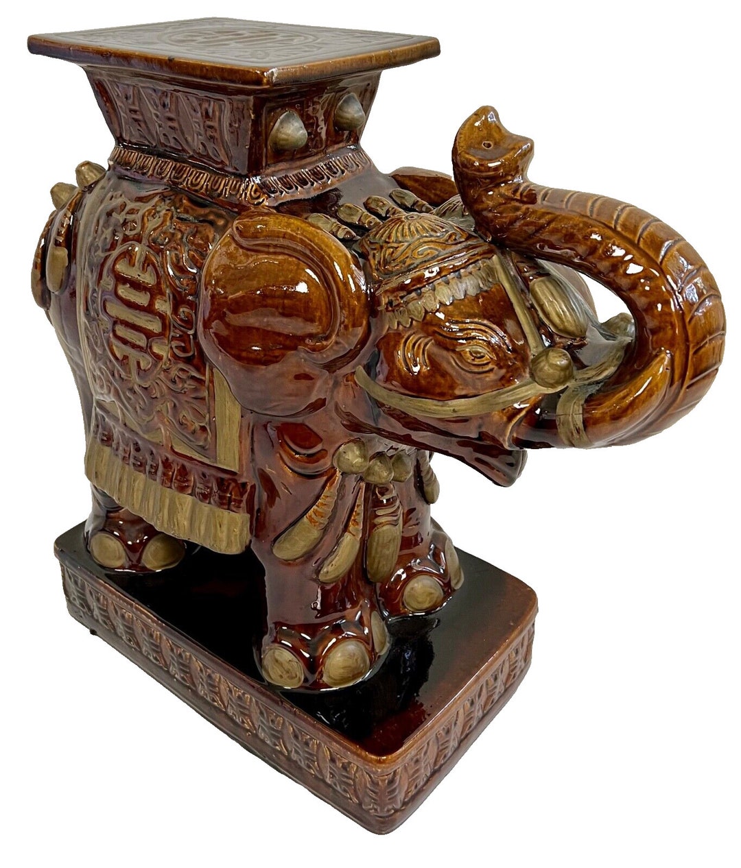 Large Ceramic Elephant Burned Orange Plant Stand / Side Table - Etsy