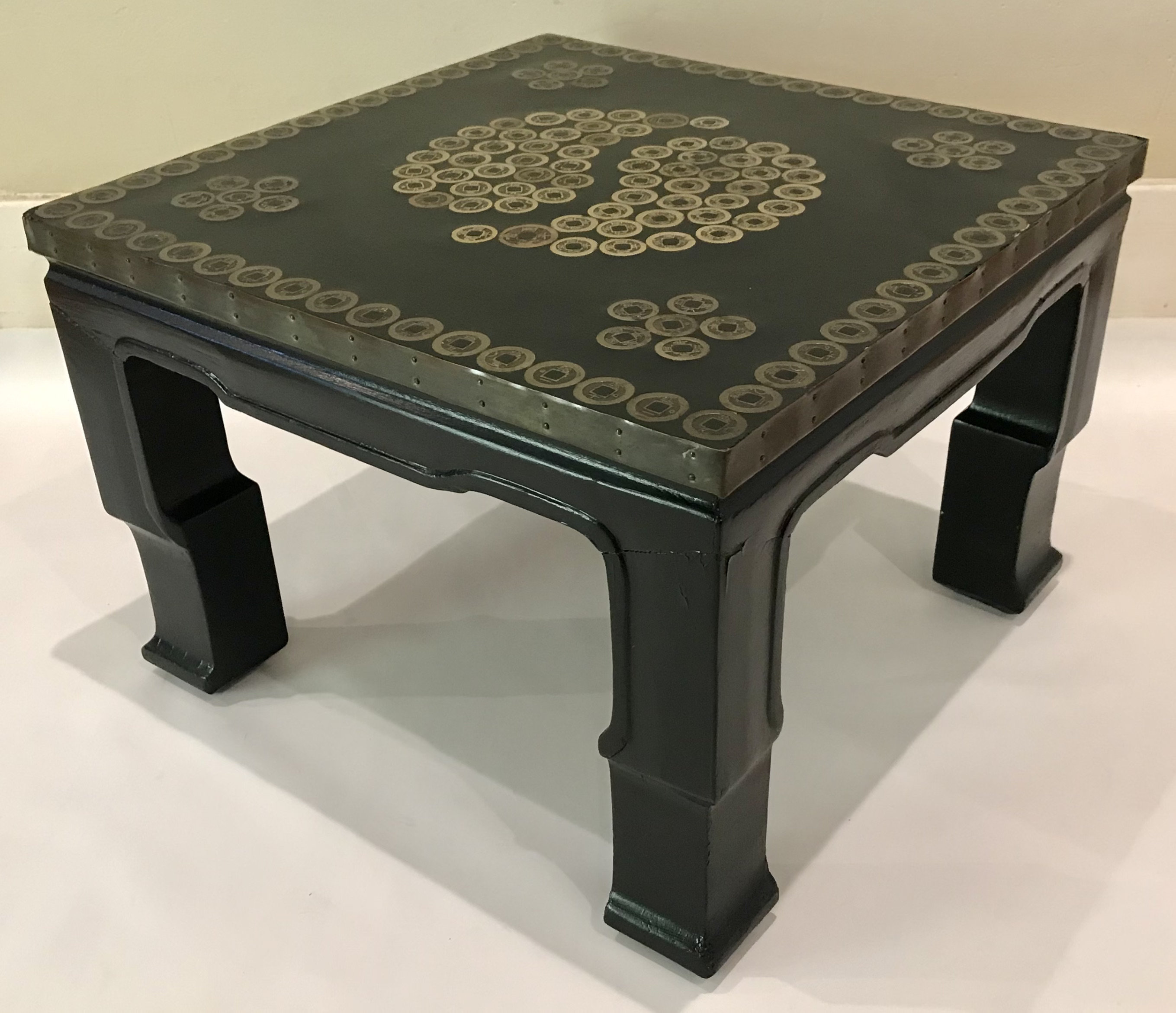 Asian Bronze Coin Mid Century Modern Side Table Black - Etsy