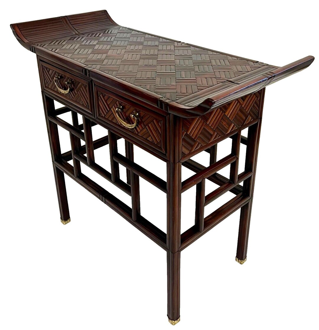 Korean Tansu Bamboo Decorated 2-drawer Wooden Console Table - Etsy