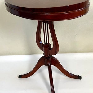 Mid Century Mahogany Oval Lyre Base Accent / Side Table - Etsy