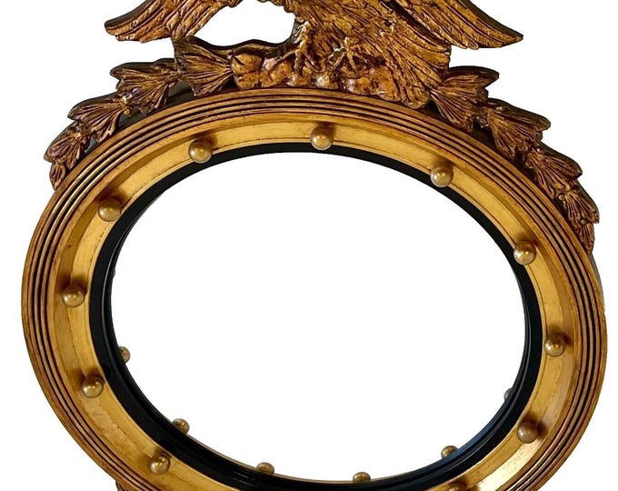 Mid-20th-c Large Federal Eagle Bullseye Giltwood Wall Convex Mirror 32. ...