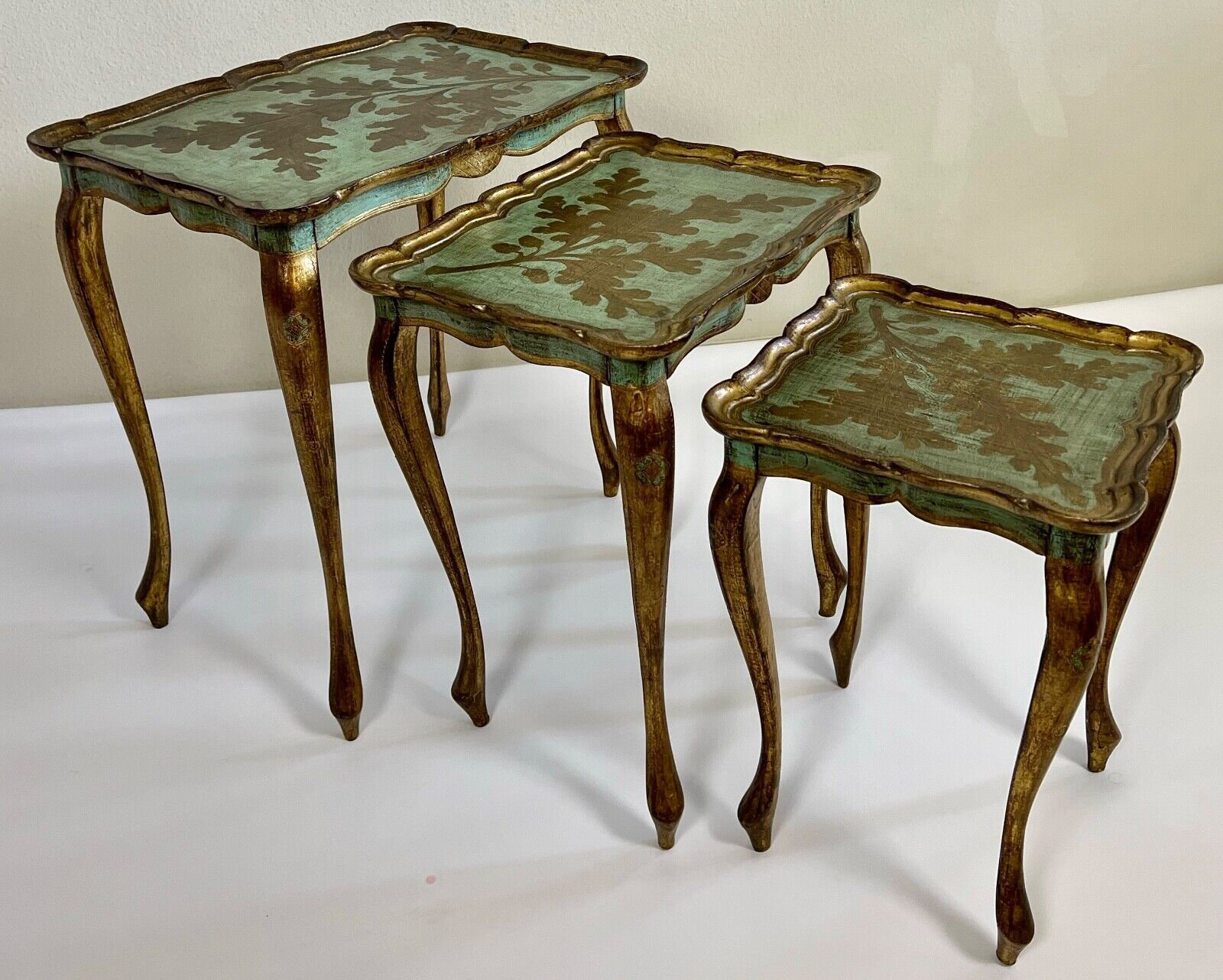 1960s 3-set Florentine Hollywood Regency Gold & Green Wood - Etsy