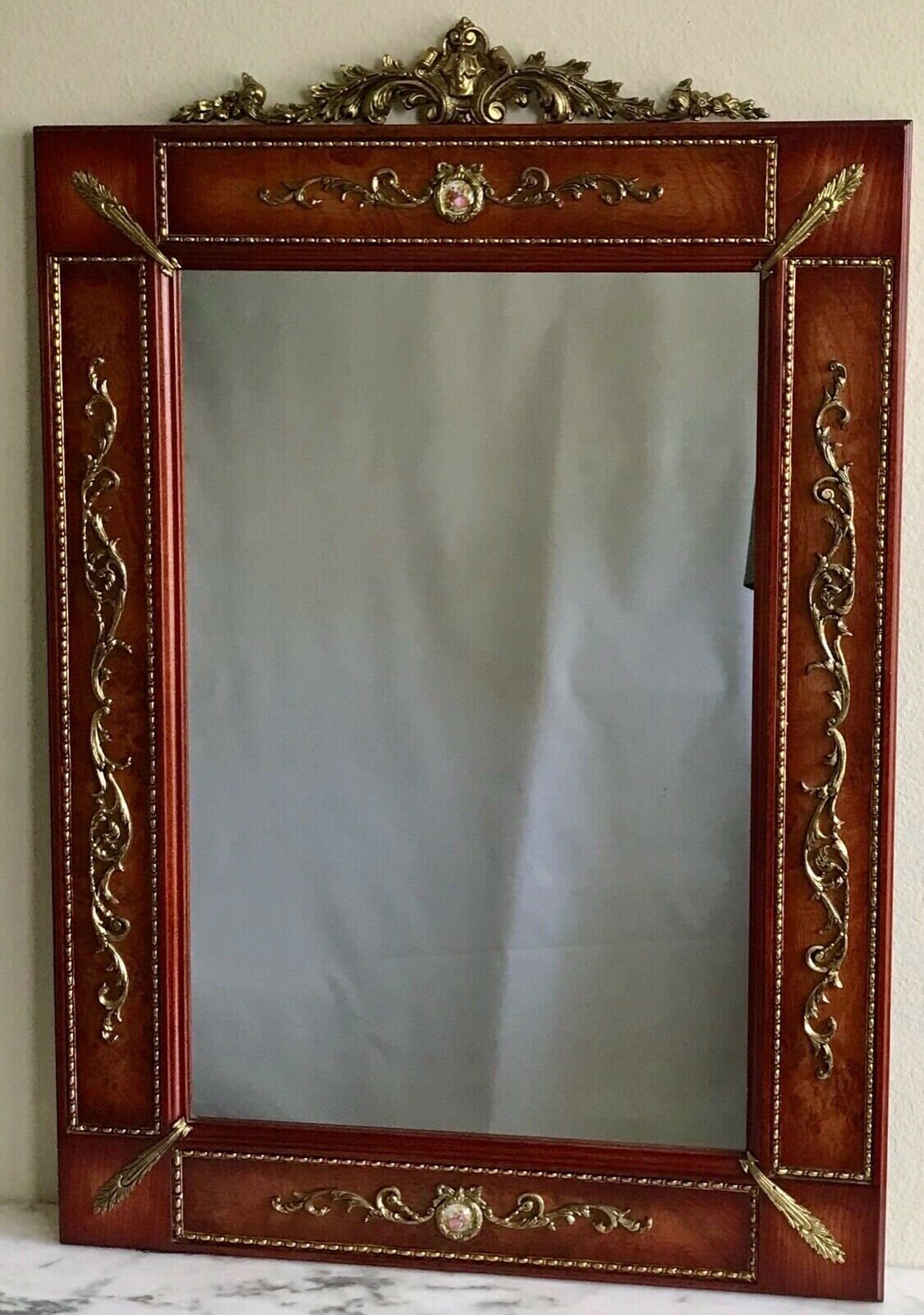 Neoclassical Wooden Frame and Brass Wall Mirror Made in - Etsy