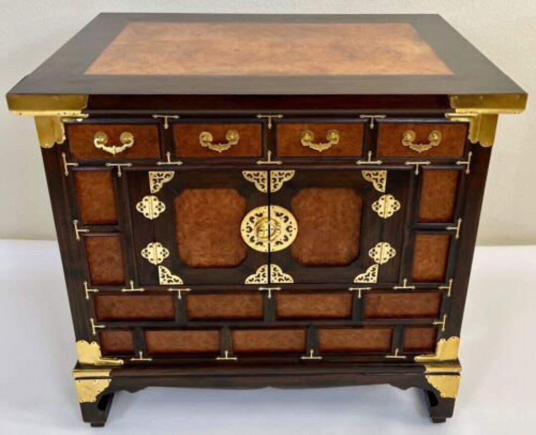 Korean Tansu Mahogany Burl Chest / Nightstand / Side Table - Etsy