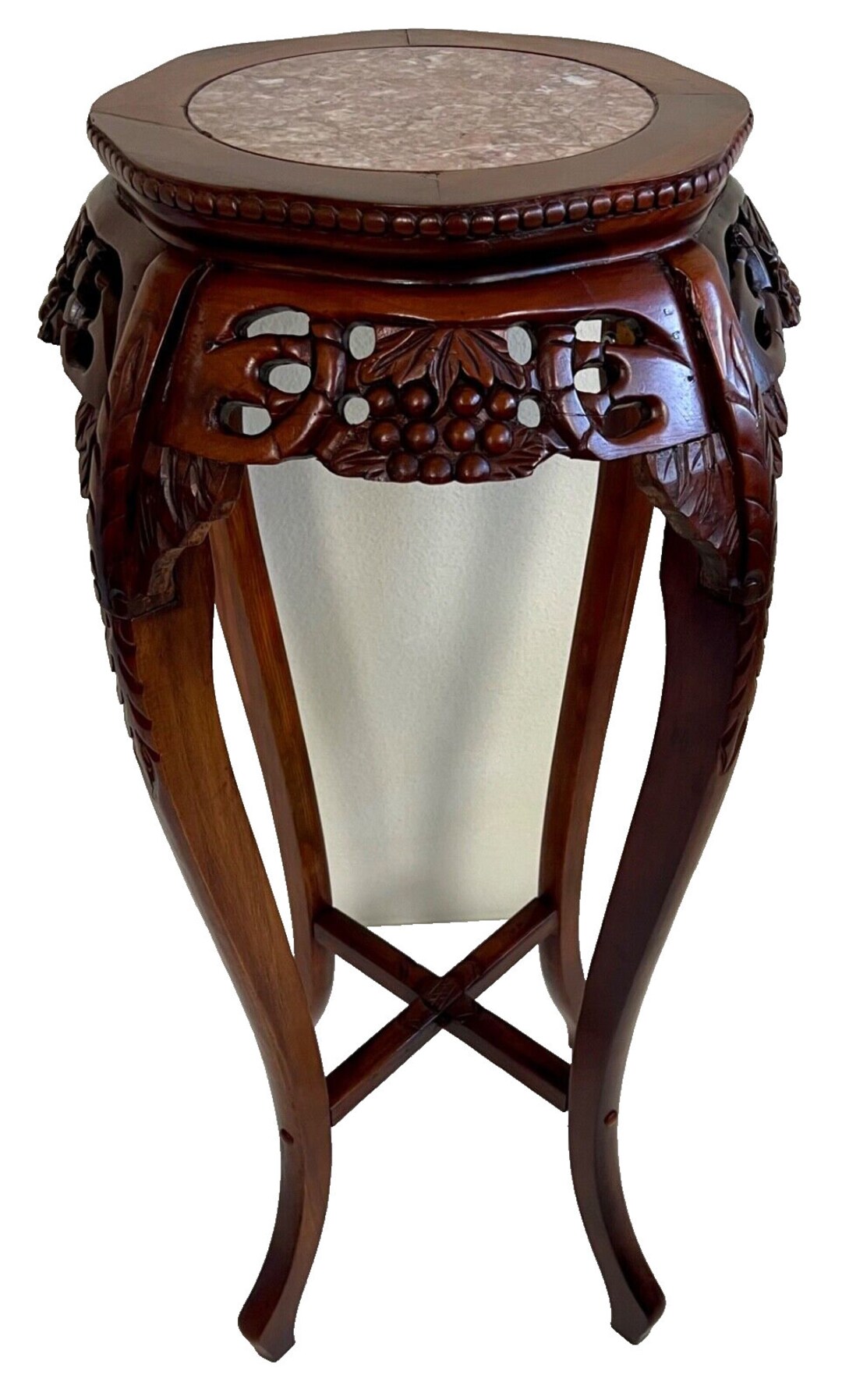 Chinese Carved Hardwood Marble Top Tall Stand Table 36" - Etsy