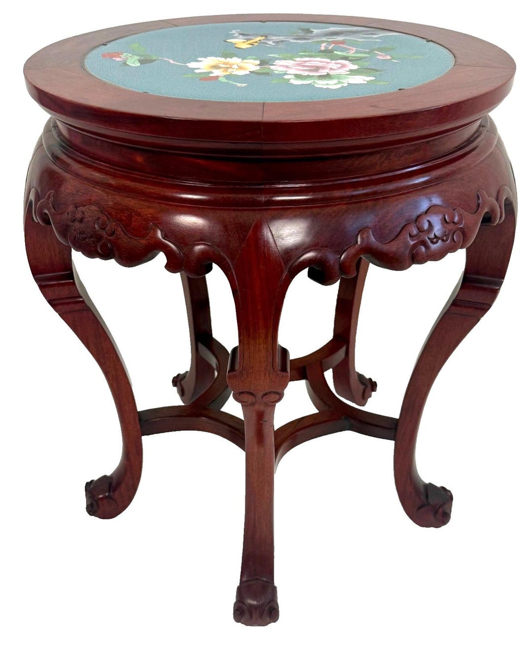 Mid 20th-c Chinese Rosewood Cloisonné Enamel Seating Stool / Side Table ...