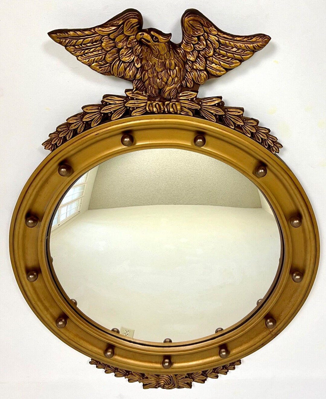 Antique Large Federal Eagle Bullseye Gilt Wood Wall Convex Mirror 30 ...