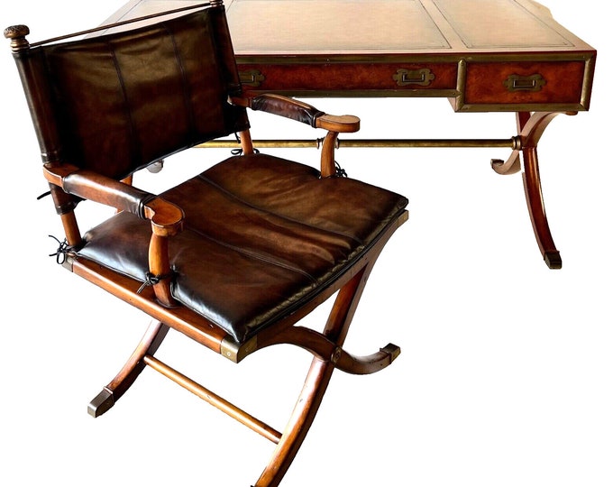 Thomasville Ernest Hemingway Campaign Style Leather Top Writing Desk ...