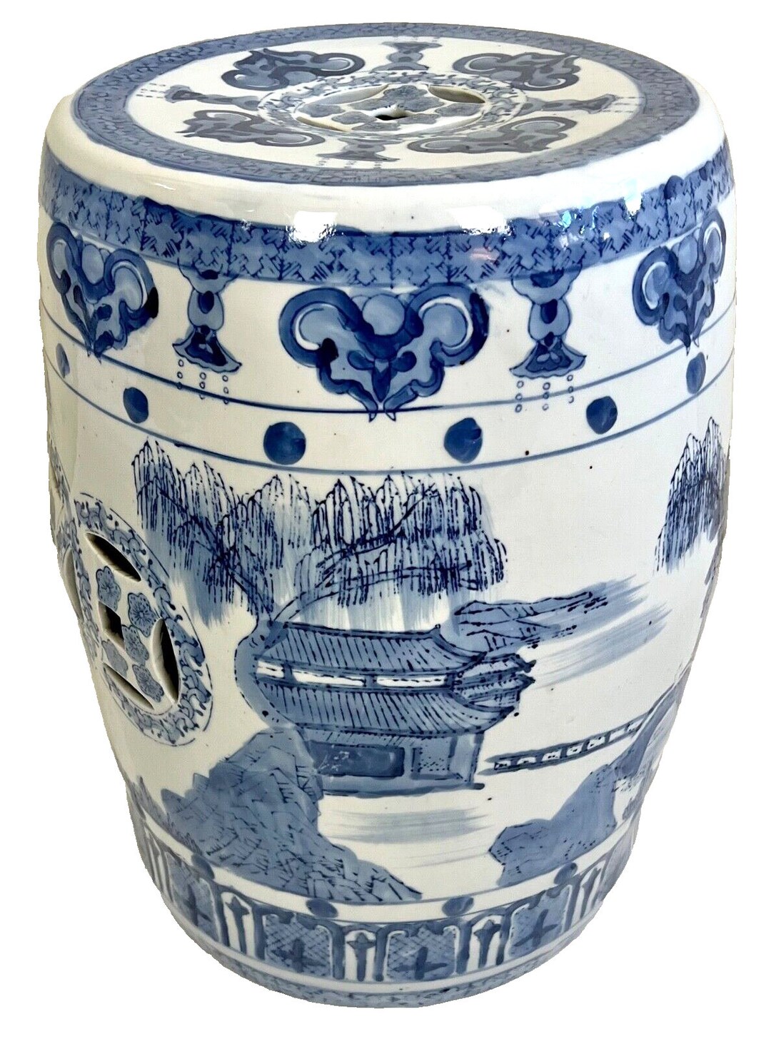 Blue and White Chinoiserie Porcelain Hand Painted Garden Seat Stool - Etsy