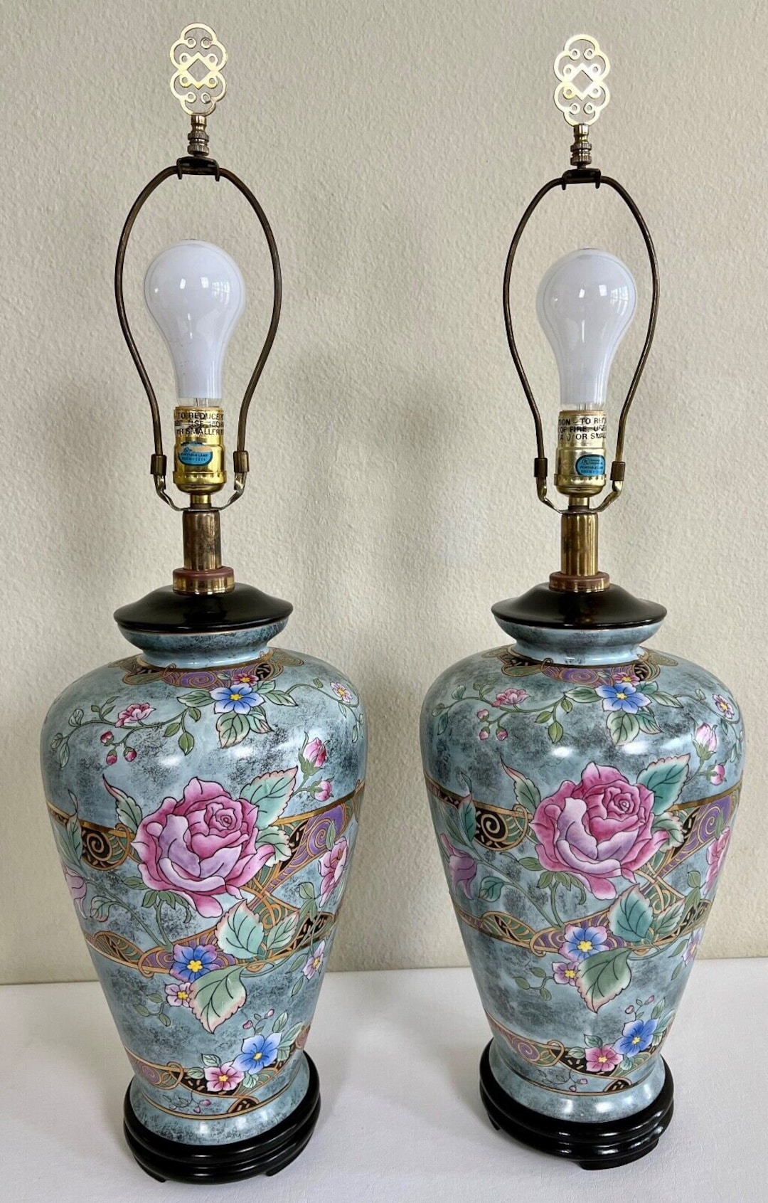 Chinese Raised Porcelain Floral & Vine Table Lamp, a Pair 31" - Etsy