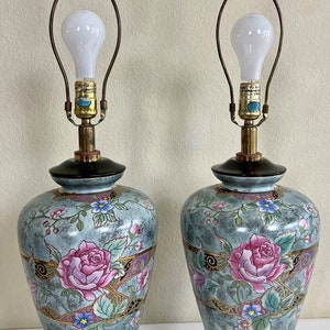 Chinese Raised Porcelain Floral & Vine Table Lamp, a Pair 31" - Etsy
