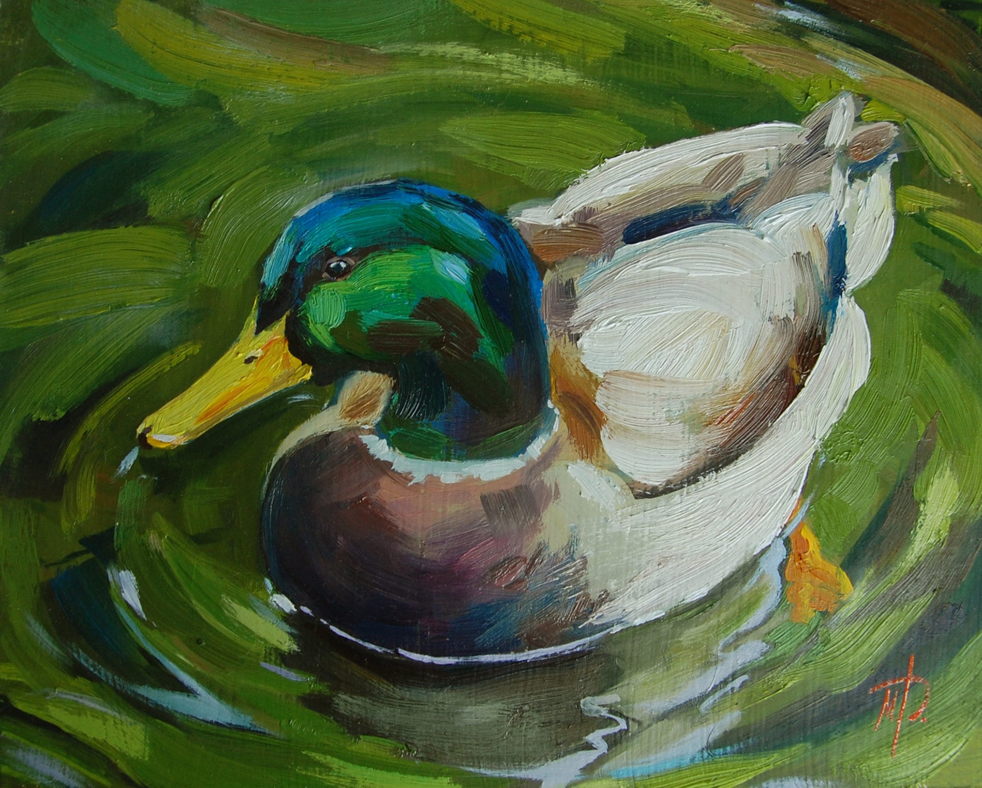 Mallard Duck Oil Painting, Duck Original Art, Bird Painting, Small Oil Painting, Animal Art - Etsy