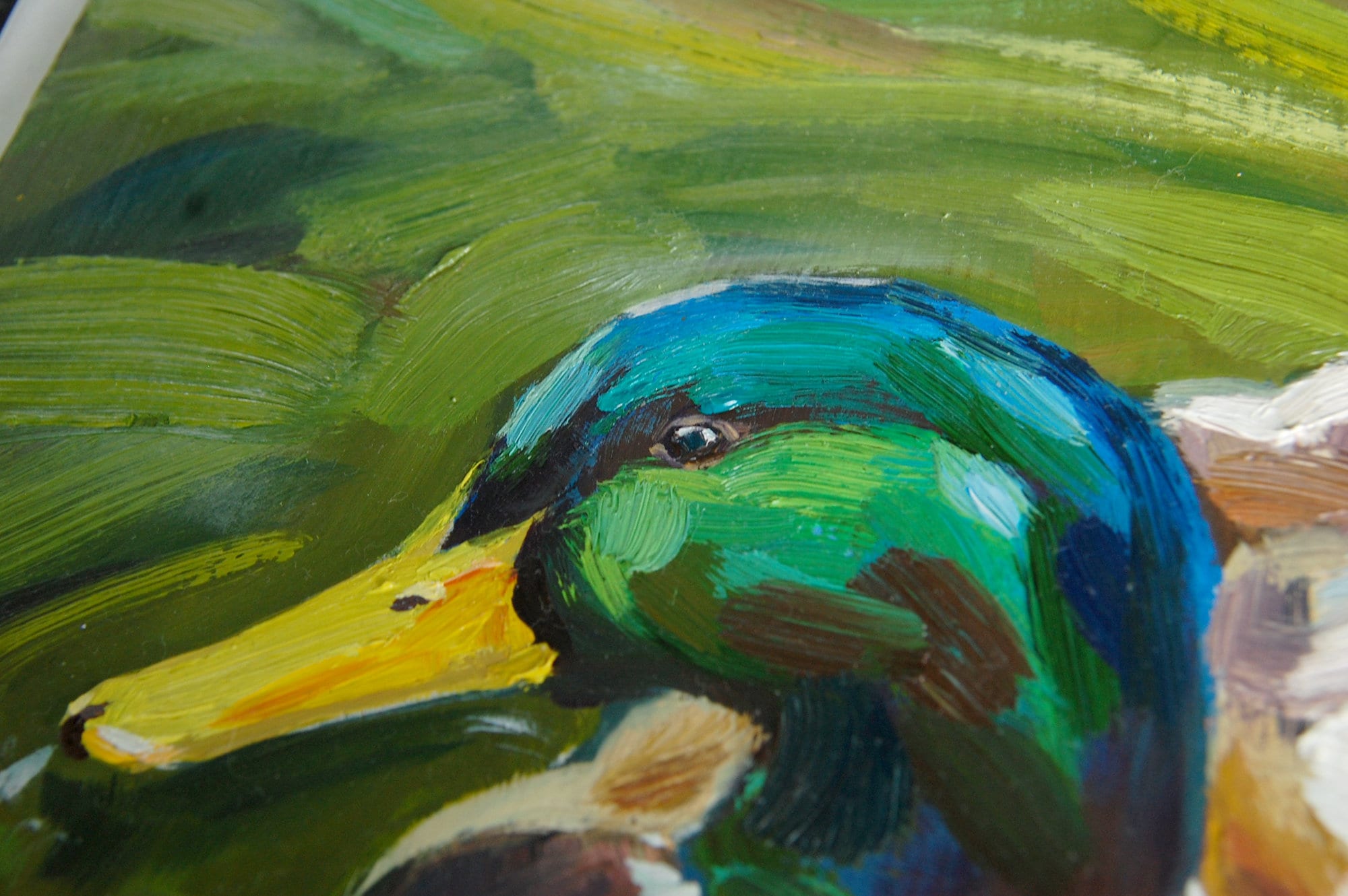 Mallard Duck Oil Painting, Duck Original Art, Bird Painting, Small Oil ...
