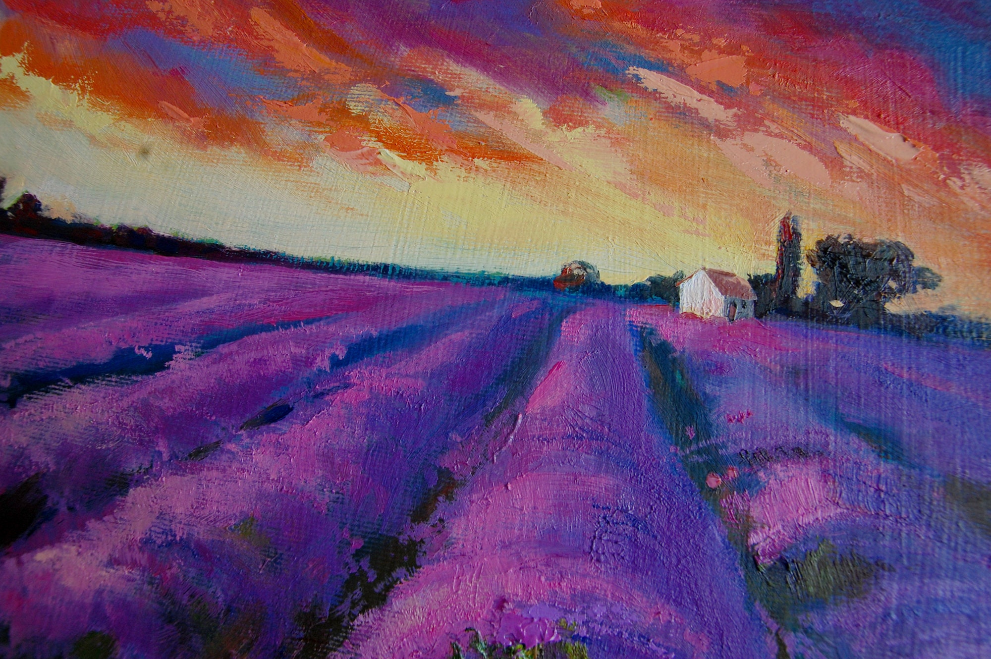 Provence Landscape Oil Painting France Rural Landscape Lavender Fields ...