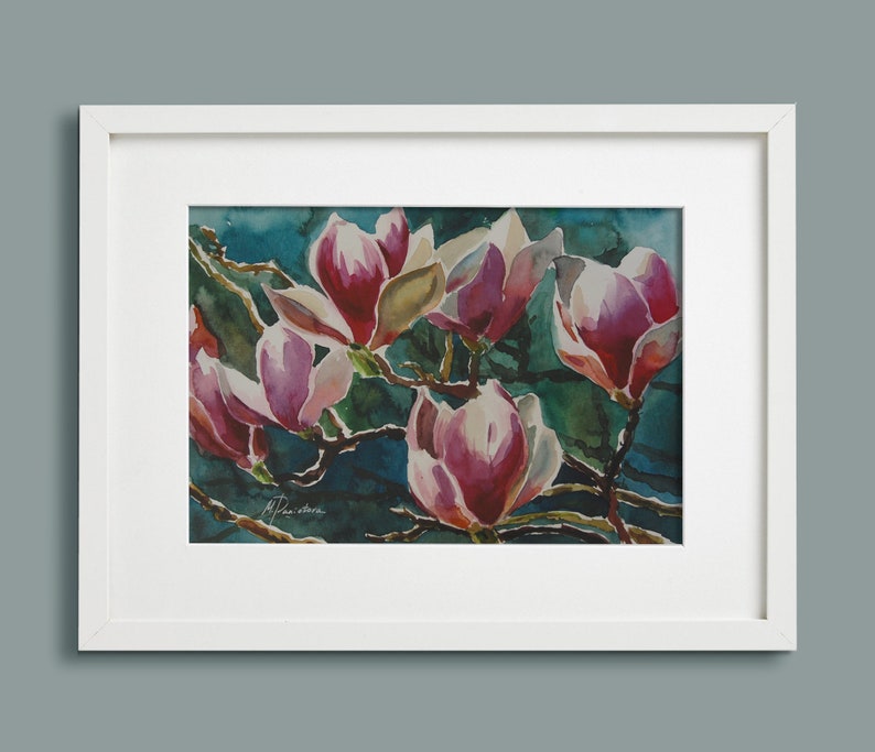 Magnolia Watercolor Painting Botanical Original Art Pink - Etsy