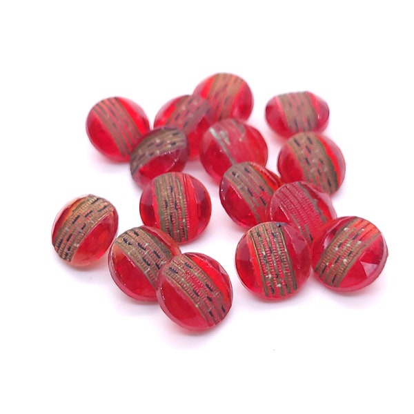 Antique Red Glass Buttons - Etsy