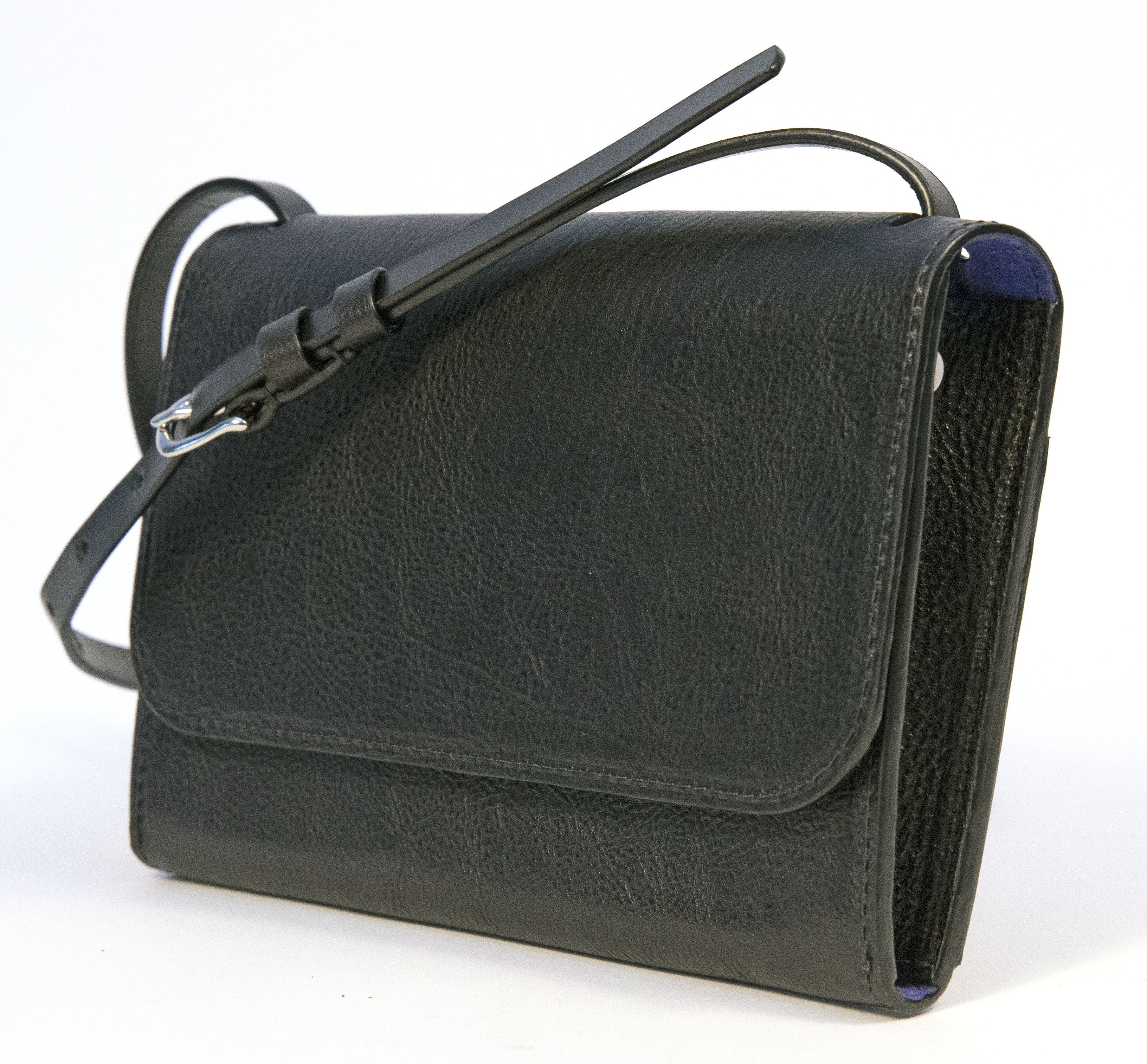 Unisex Crossbody/shoulder Travel Wallet in Black Leather Teal/purple ...