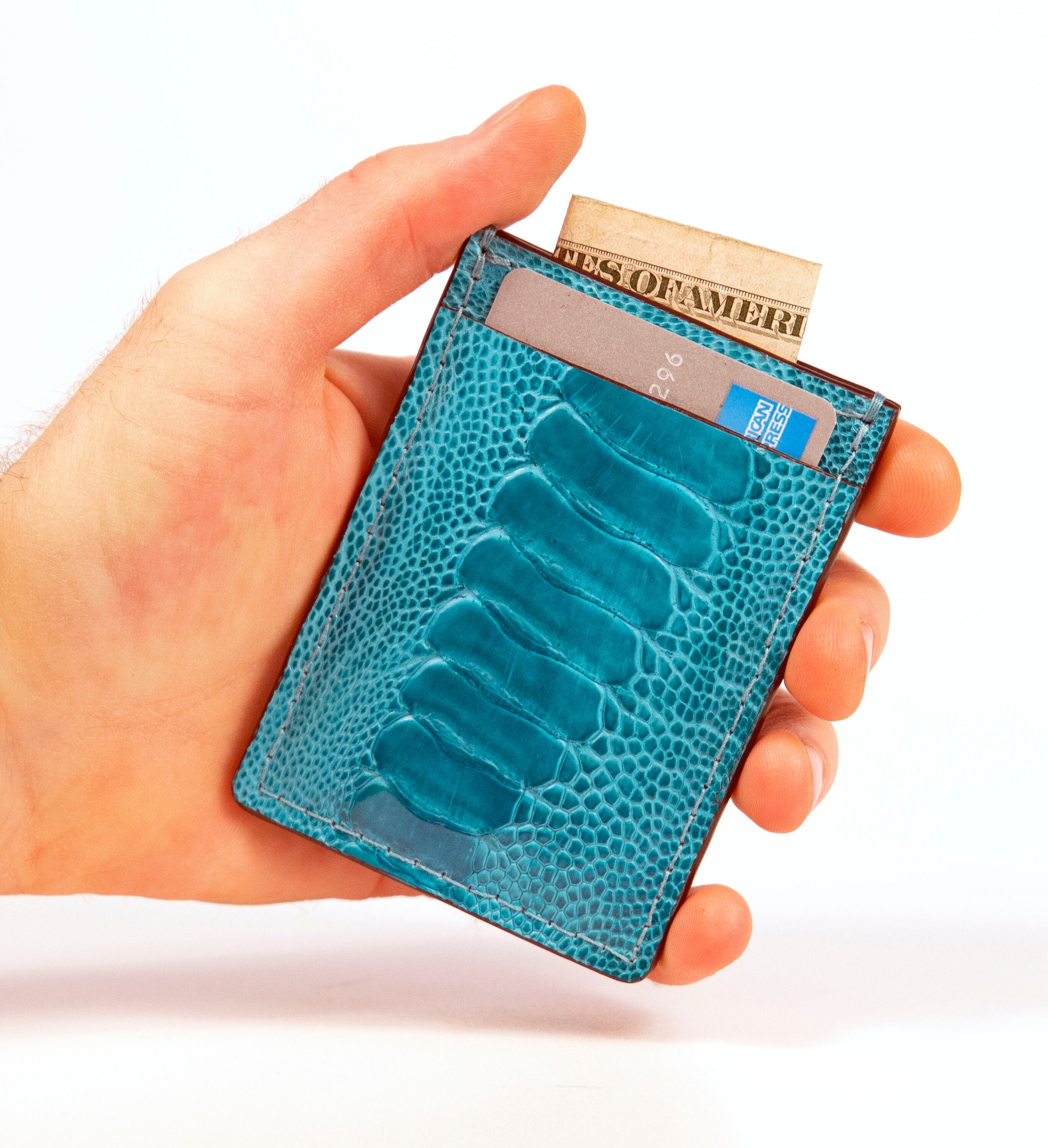 Genuine Ostrich Leather Turquoise Blue Card Case/card Holder - Etsy