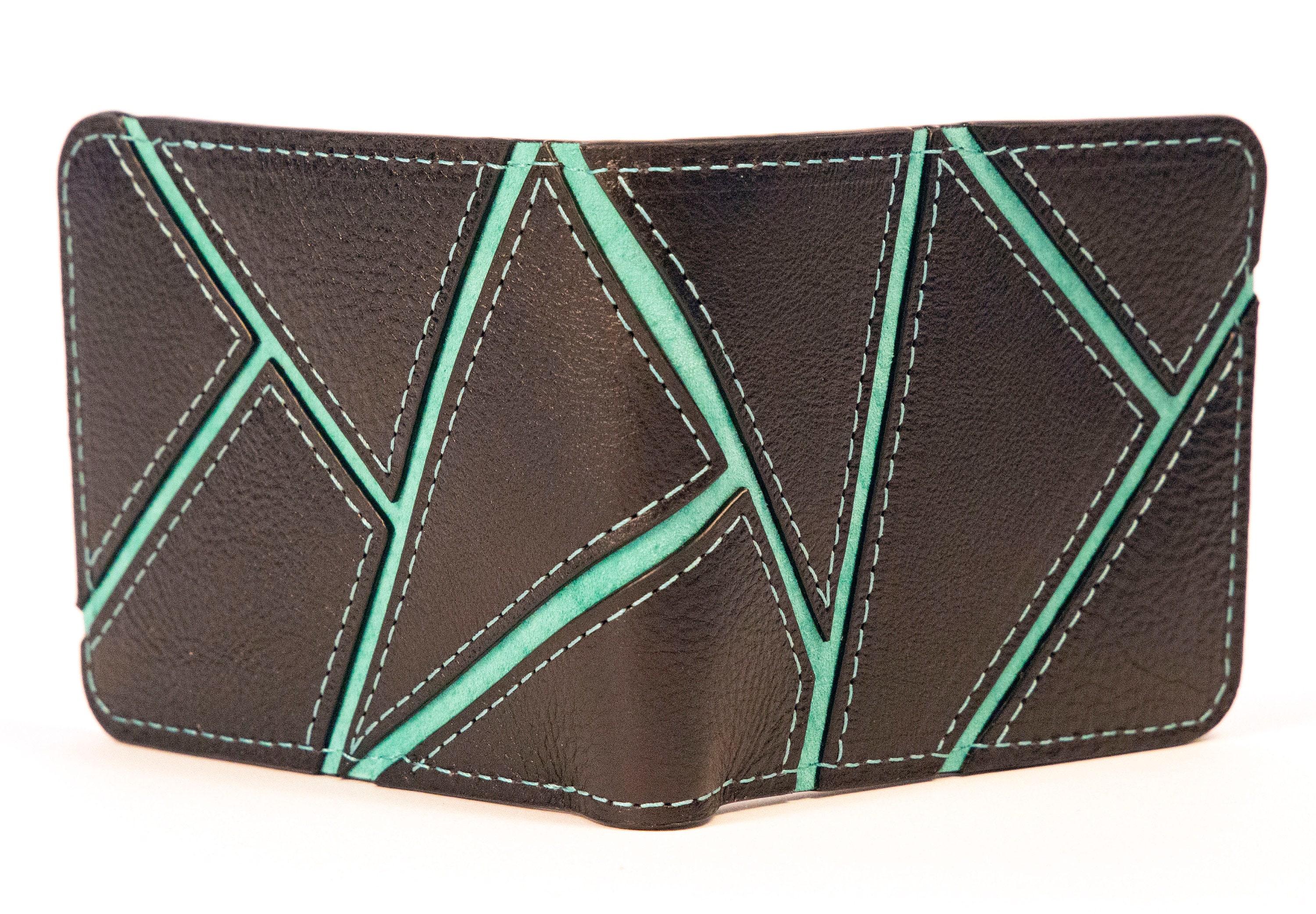 Men's Bifold Patchwork Wallet in Black Calfskin and - Etsy