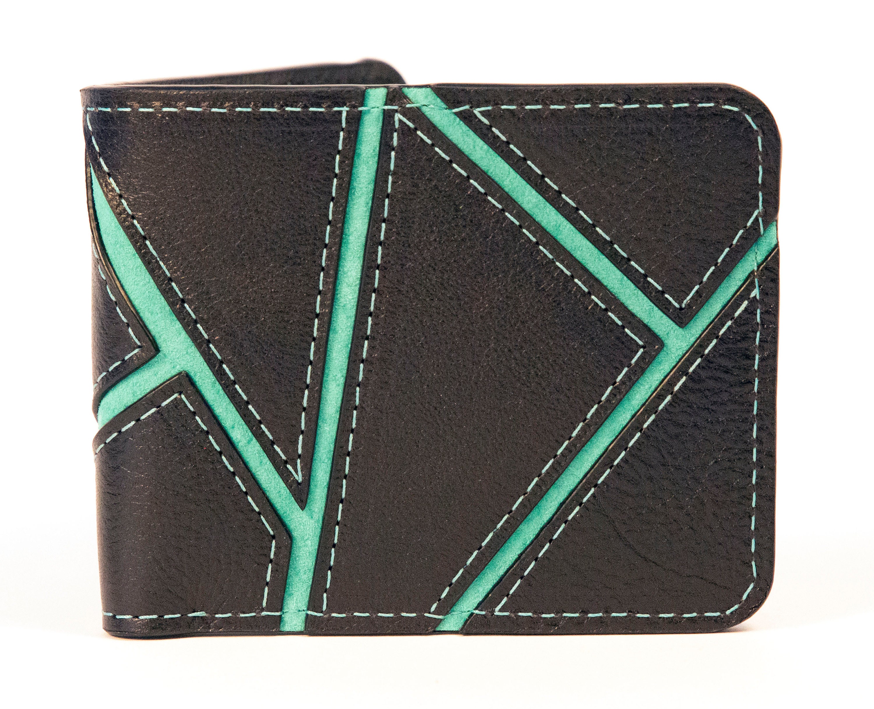 Men's Bifold Patchwork Wallet in Black Calfskin and - Etsy