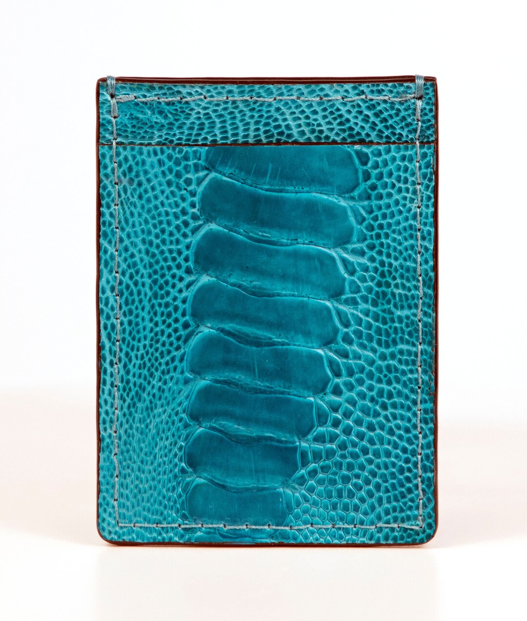 Genuine Ostrich Leather Turquoise Blue Card Case/card Holder - Etsy