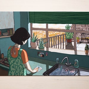 The Kitchen Window Illustrated Print A4 Giclee Illustration - Etsy