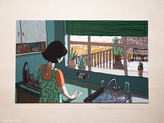 The Kitchen Window Illustrated Print A4 Giclee Illustration - Etsy