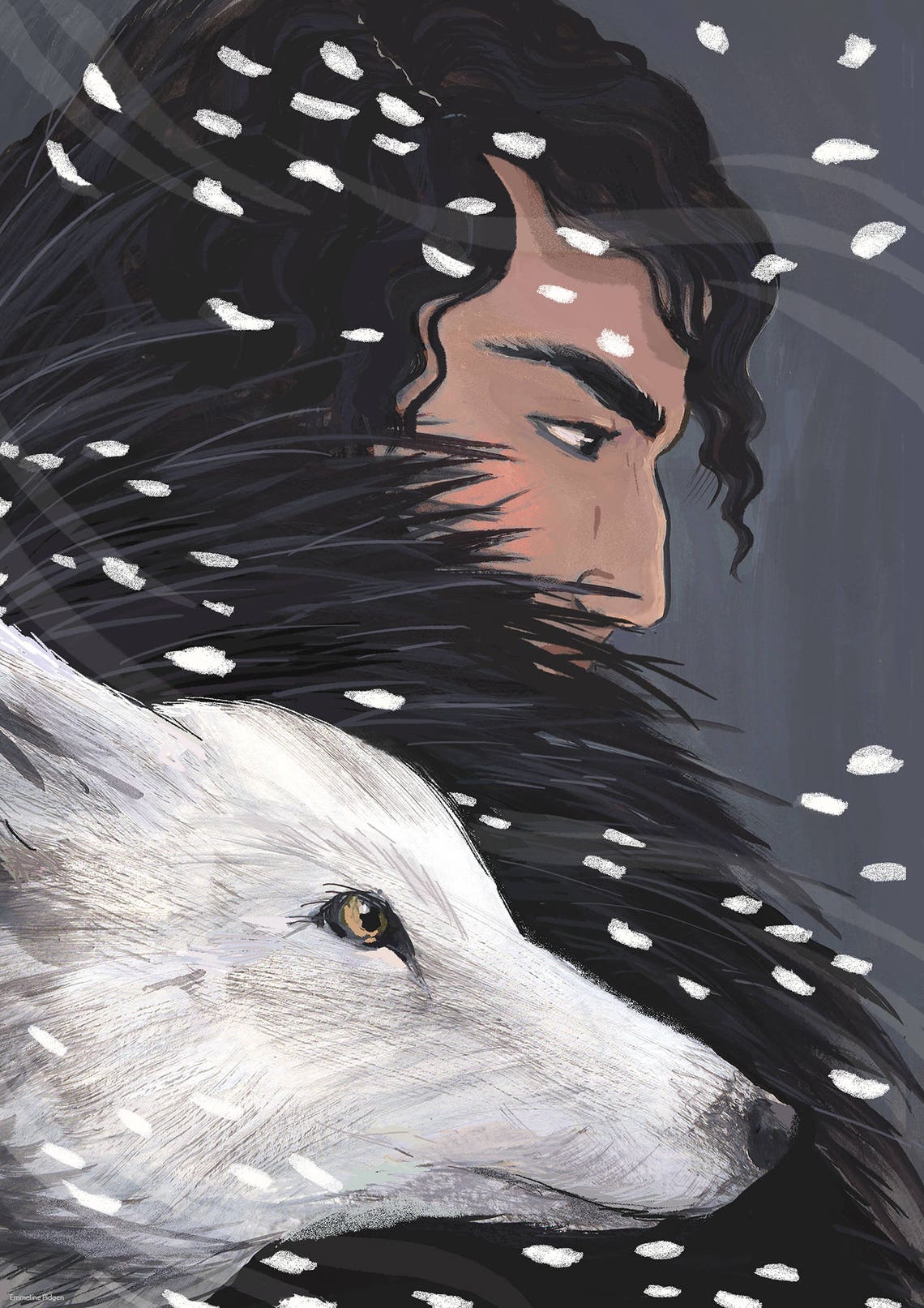Snow Wolf Illustrated Print Inspired by Game of Thrones A4 - Etsy