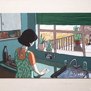 The Kitchen Window Illustrated Print A4 Giclee Illustration - Etsy