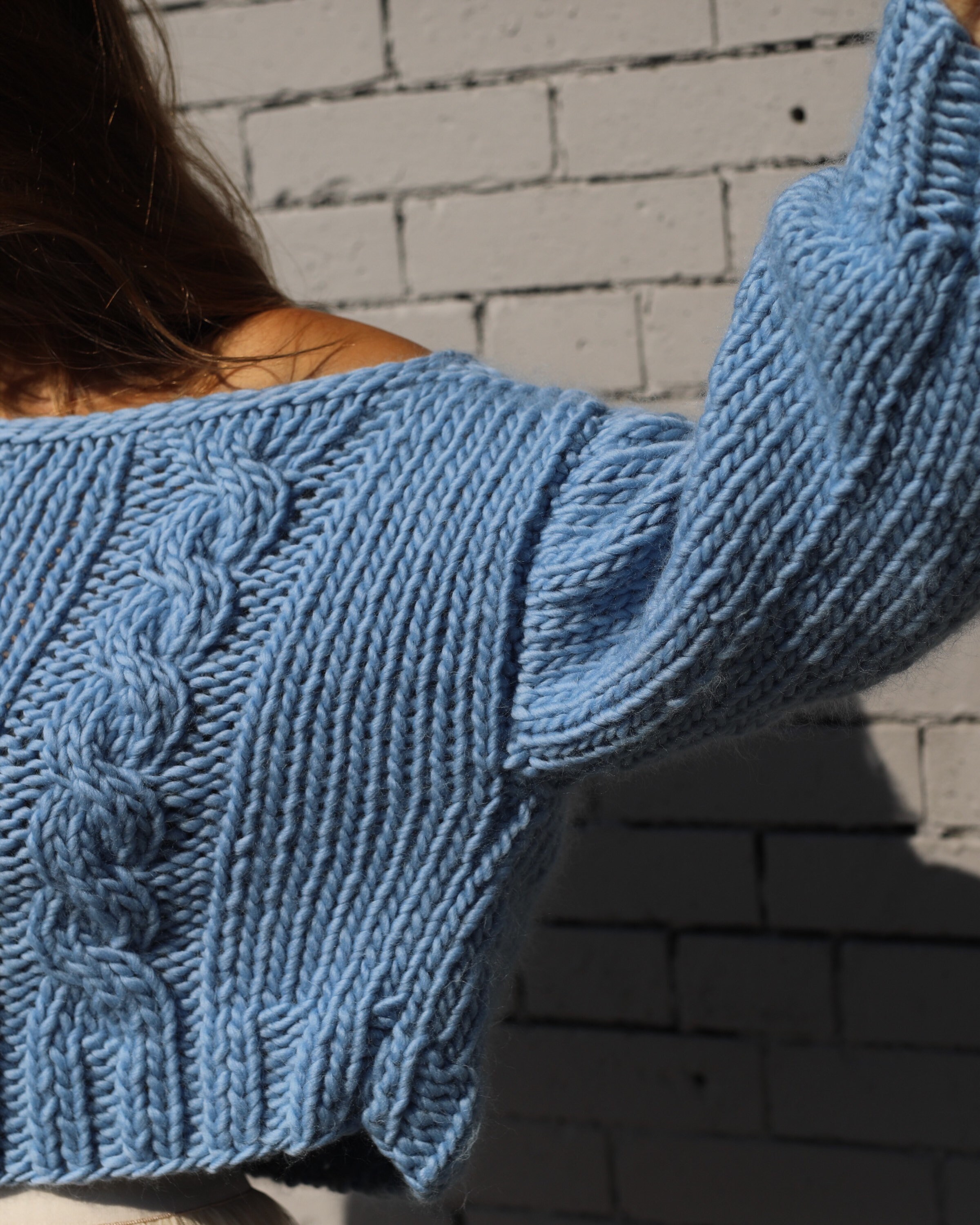 Braided Chunky Knit Sweater 100 Merino Wool Handmade In Nyc Usa