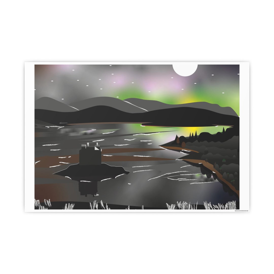Castle Stalker at Night (scottish Highland Illustrated Landscape ...