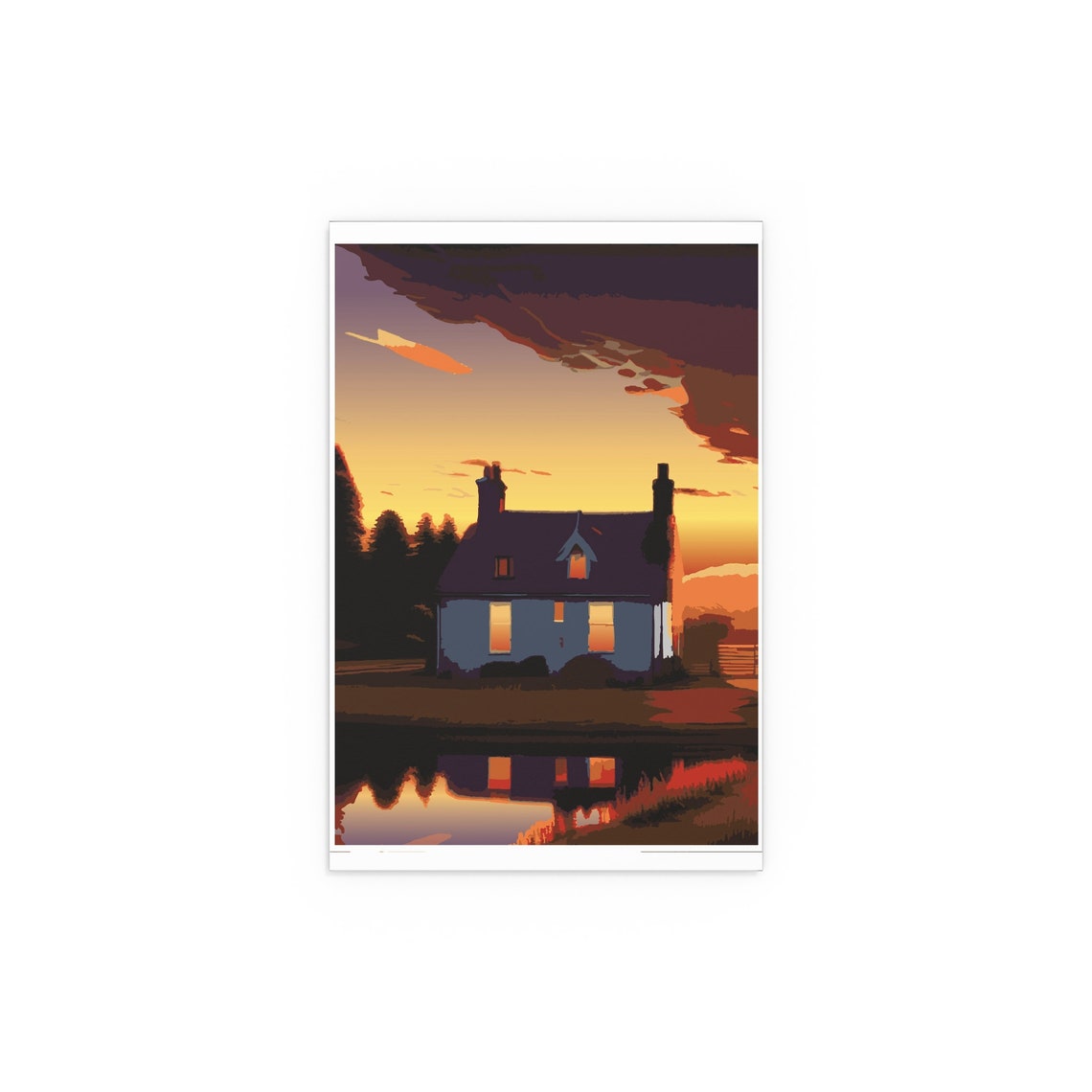 Scottish Highland Sunset (illustrated Scotland Landscape Art) Fine Art ...