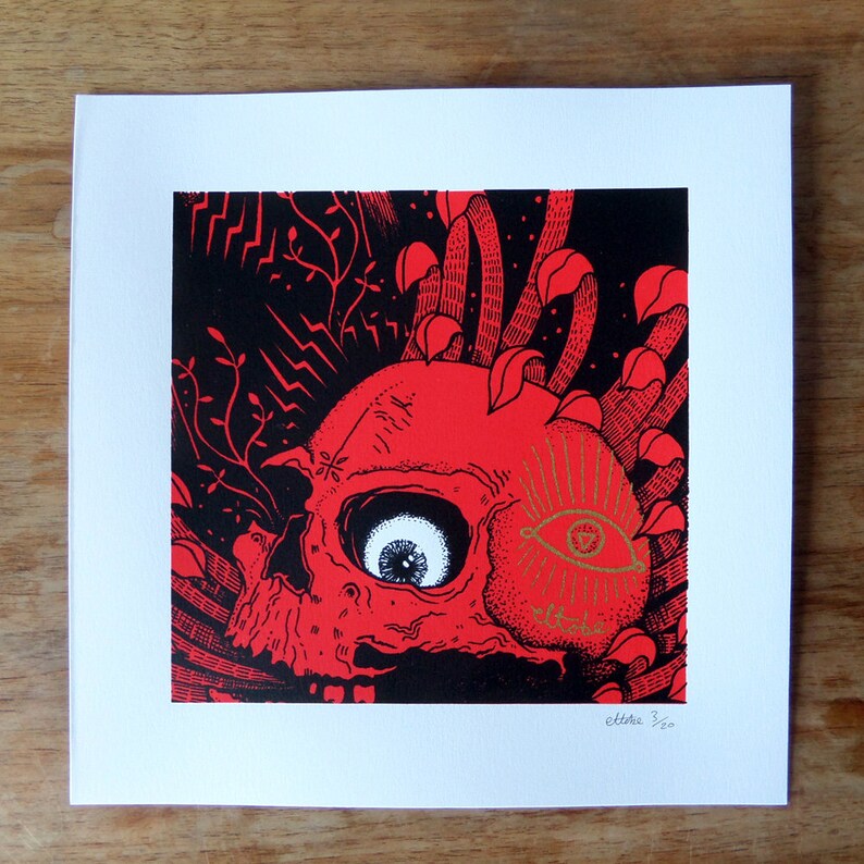 Skull Screenprint, Wall Art, Illustration, Poster, El Tobe - Etsy