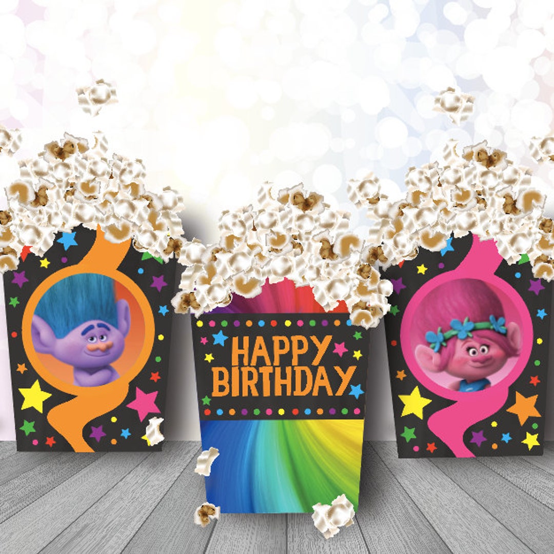 Trolls Party Popcorn Box Trolls Birthday Party Printable - Etsy