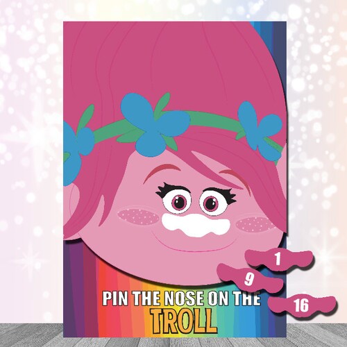 TROLLS PARTY GAME Pin the Nose Trolls Instant Download Pin - Etsy