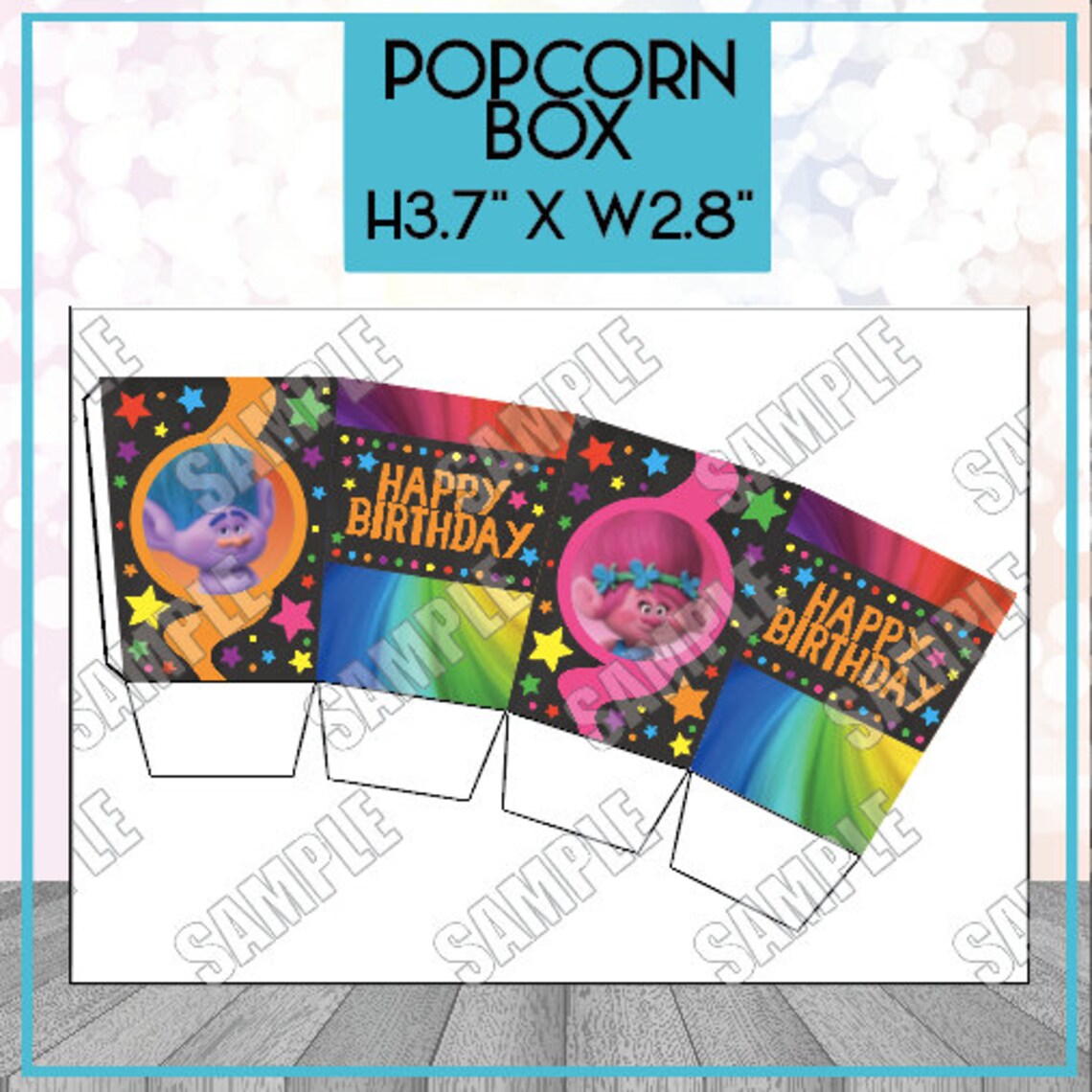 Trolls Party Popcorn Box Trolls Birthday Party Printable - Etsy
