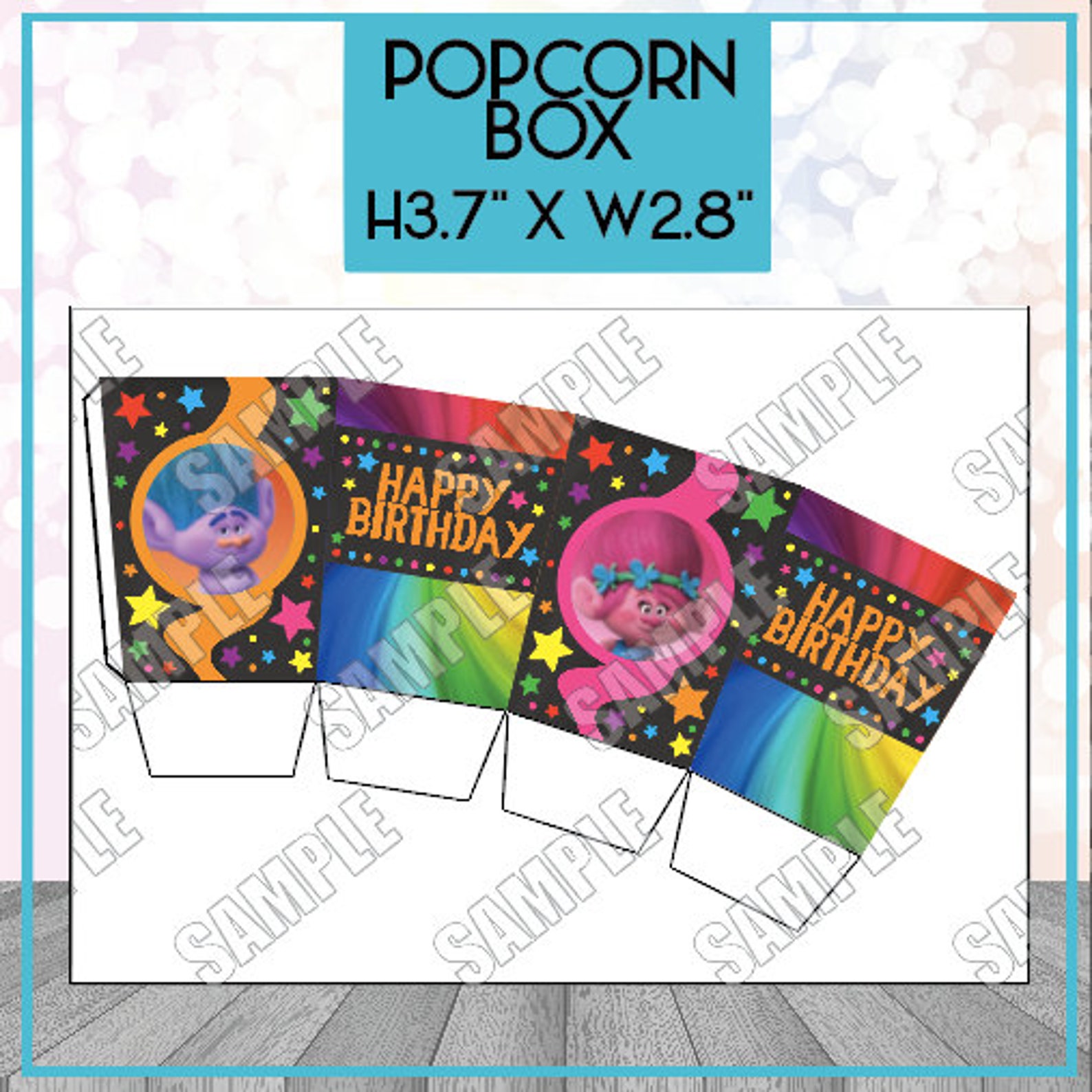Trolls Party Popcorn Box Trolls Birthday Party Printable - Etsy