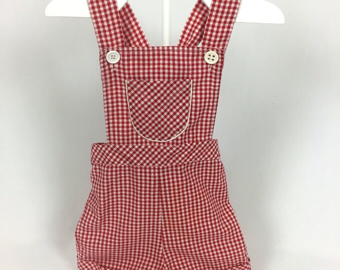 Handmade Red & White Gingham Overalls Shortall Jon Jon With - Etsy