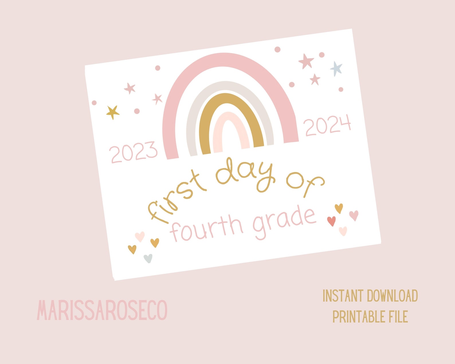 First Day of Fourth Grade Sign, First Day of School Sign, Printable 4th ...