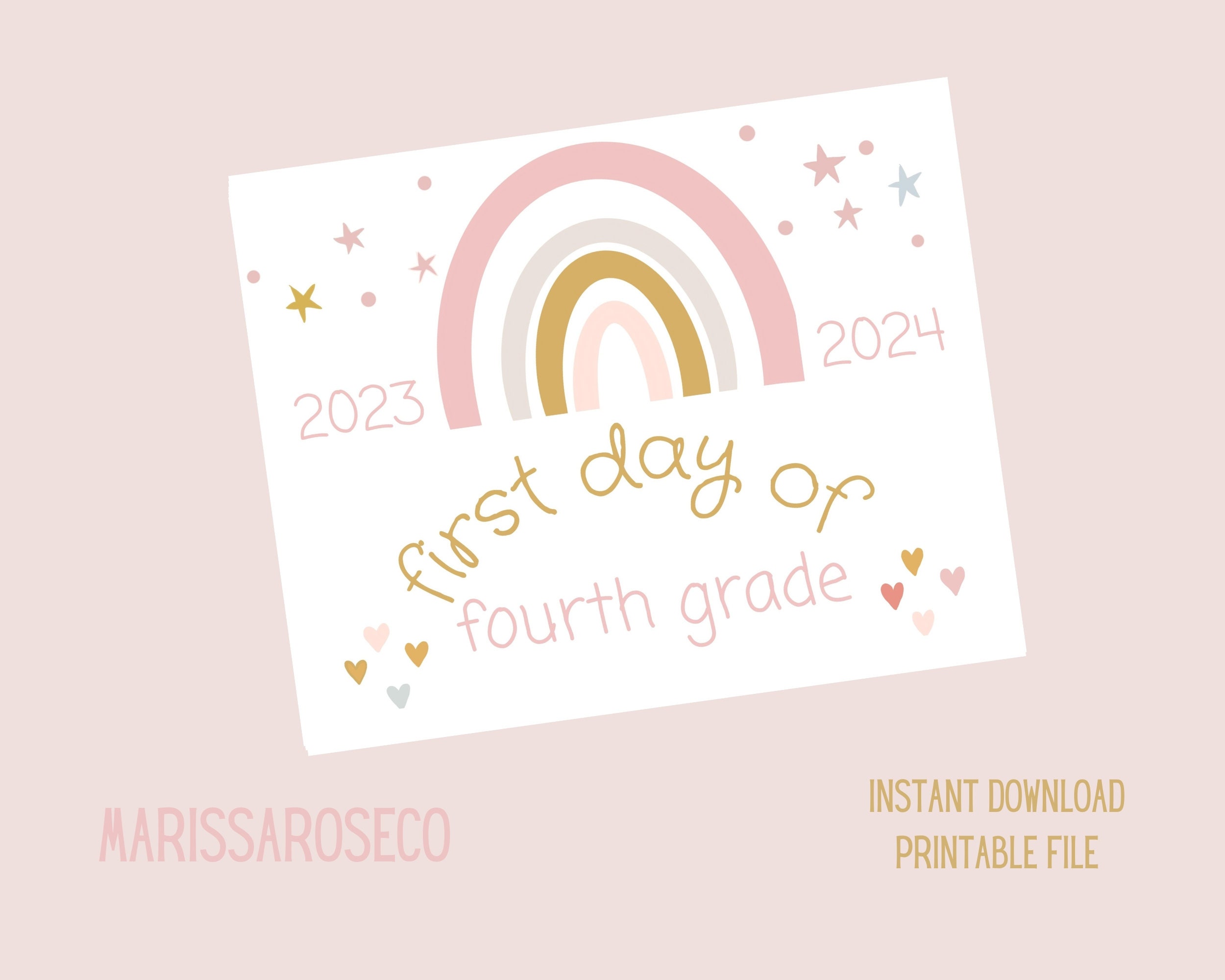 First Day of Fourth Grade Sign, First Day of School Sign, Printable 4th ...