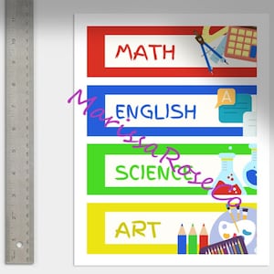 Back to School Kids School Subject Label Classroom Decor Instant ...