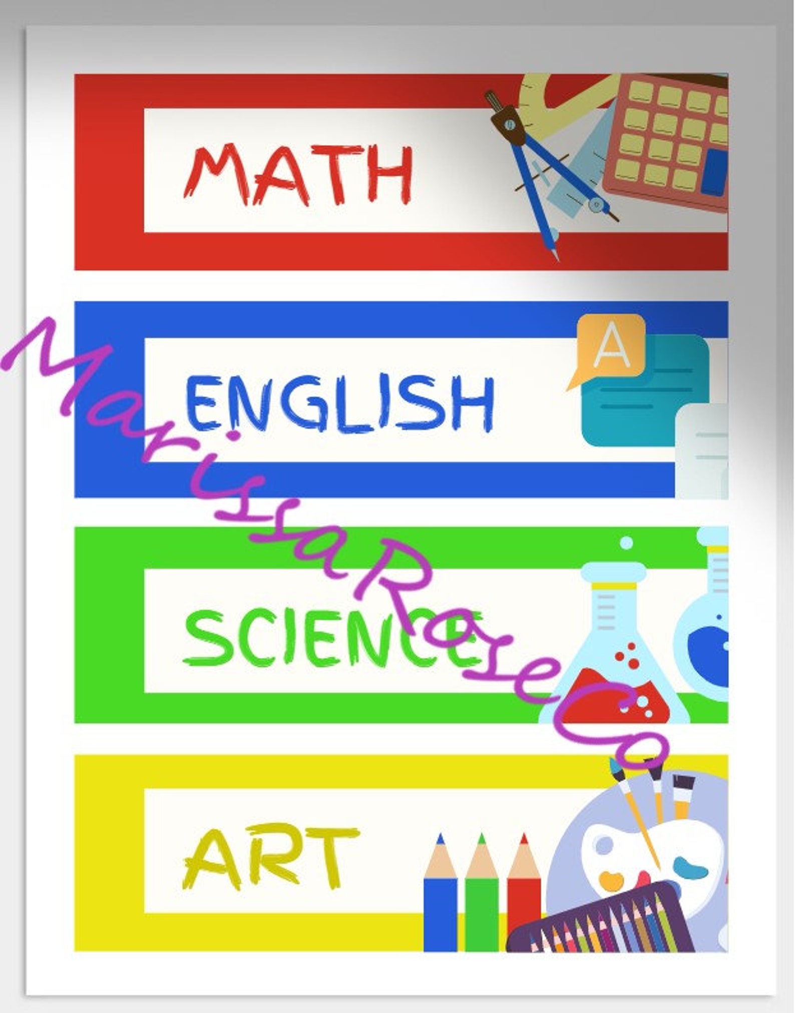Back to School Kids School Subject Label Classroom Decor Instant ...