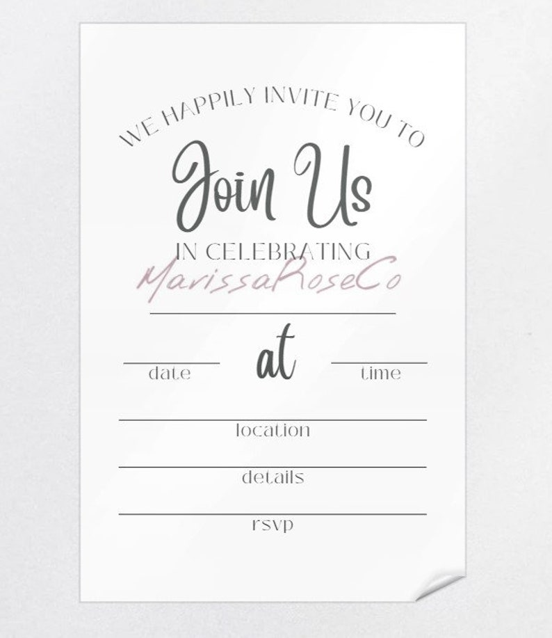 Join Us Invitation Fill in Cards Instant Download Printable Invitations ...