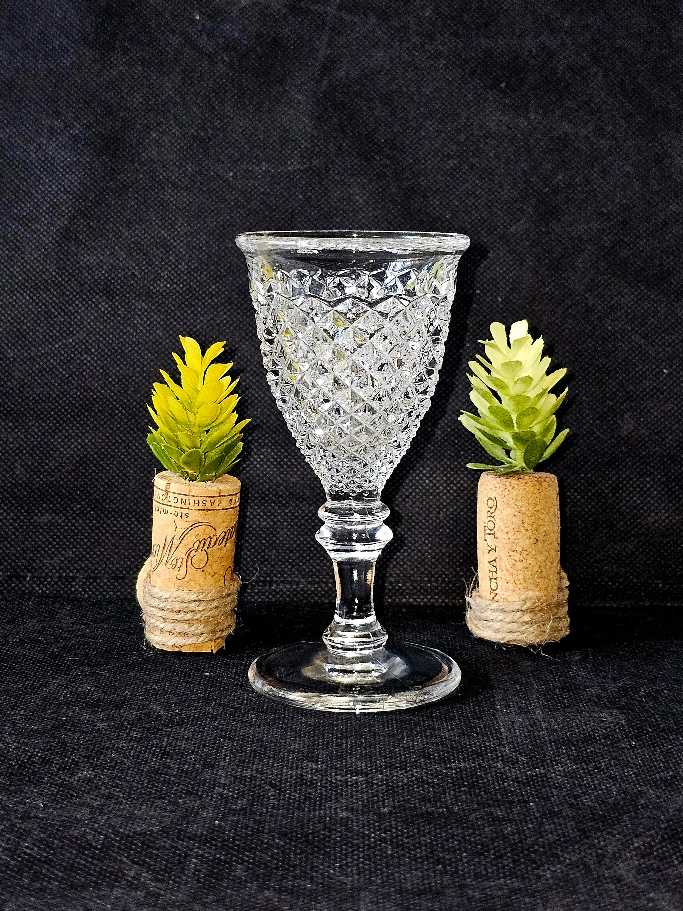 Vintage Pair Crystal Sparkling Diamond Design Hand-cut Mini 4-1/4 ...