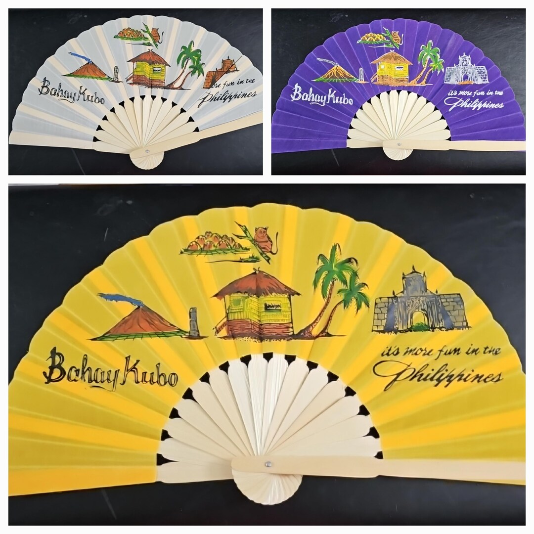 New Philippines Souvenir Hand-painted Folding Hand Fan Bamboo and ...
