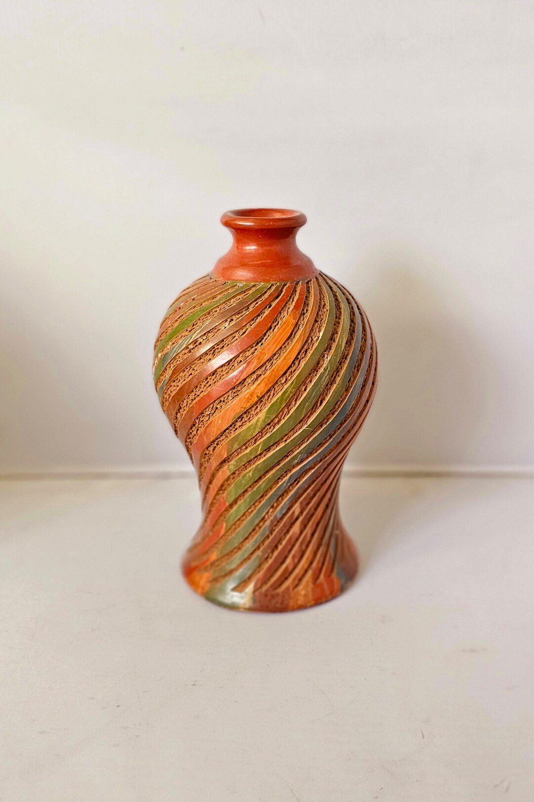 Handcrafted Clay Vase: Tortuguero Costa Rica Carved Spiral Decor - Etsy